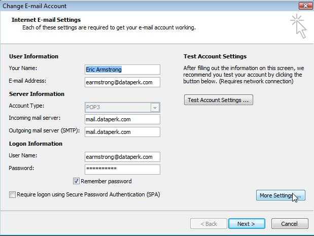 Smtp Authentication In Outlook 2007 Dataperk Birmingham